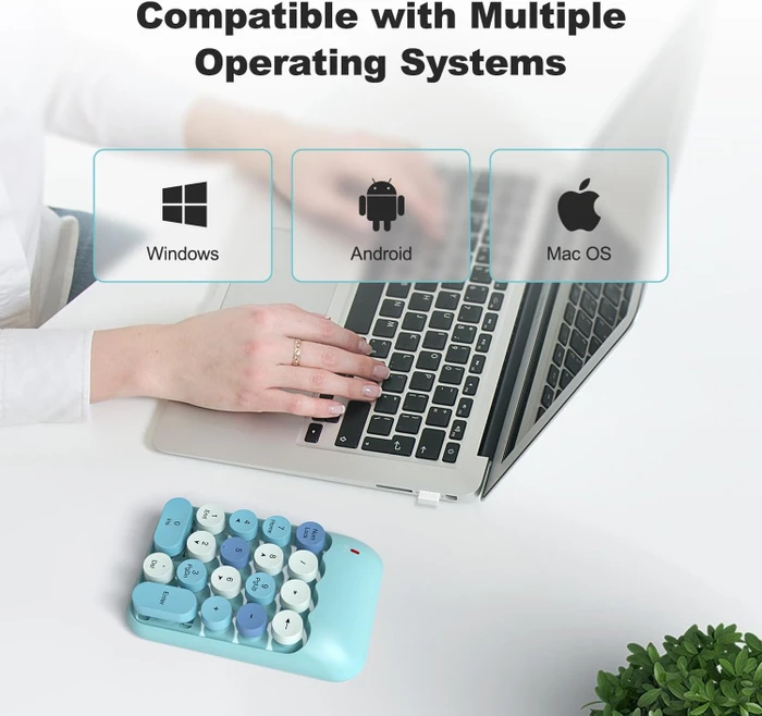 Mofii X910 Wireless Numeric Keypad - Vintage Round Keycaps, Blue mixed ...