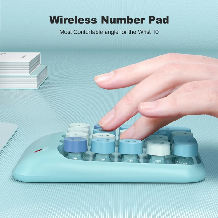 Mofii X910 Wireless Numeric Keypad - Vintage Round Keycaps, Blue mixed ...