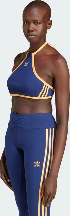 adidas Originals Rib Neck Halter Oberteil Longsleeve dark blue ...