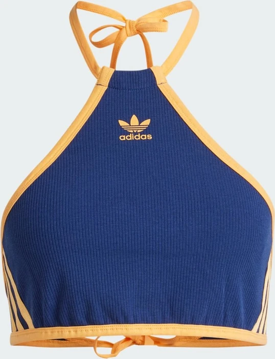 adidas Originals Rib Neck Halter Oberteil Longsleeve dark blue ...