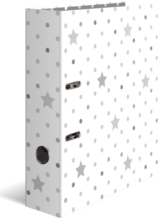 Herma Ordner 2-Ring mit Motiv, 70mm, A4, Stars Weiß mit grauen Sternen ...