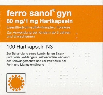 Ferro Sanol gyn 80mg/1mg magensaftresistente Hartkapseln, 100 Stück ab ...