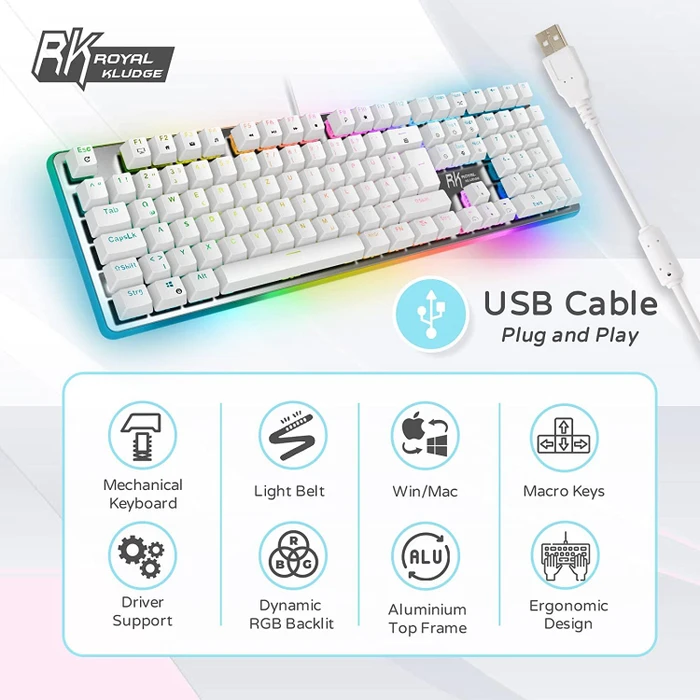 RK Royal Kludge RK918 white/silver, LEDs RGB, Gaote Outemu RED, hot ...