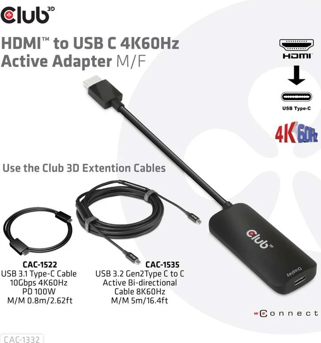 Club 3D HDMI to USB C 4K60Hz Active Adapter M/F | Preisvergleich ...