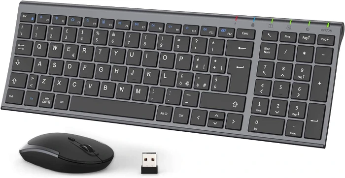 iClever GK03 Ergonomic Wireless Keyboard and Mouse Combo, grau/schwarz ...