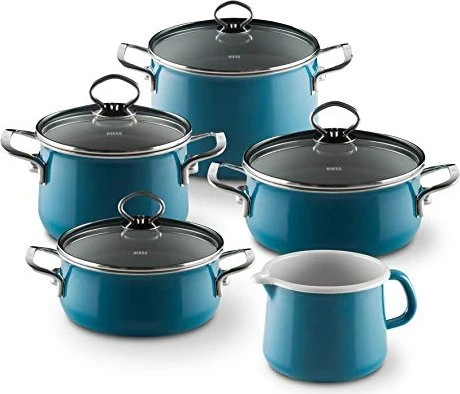 Riess Emaille Nouvelle Kochgeschirr-Set aquamarin, 5-tlg. (0584-010) ab ...