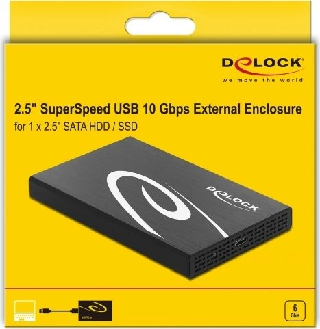DeLOCK SuperSpeed USB External Enclosure for 1x 2.5" SATA HDD / SSD ab ...