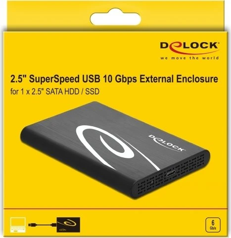 DeLOCK SuperSpeed USB External Enclosure for 1x 2.5" SATA HDD / SSD ab ...