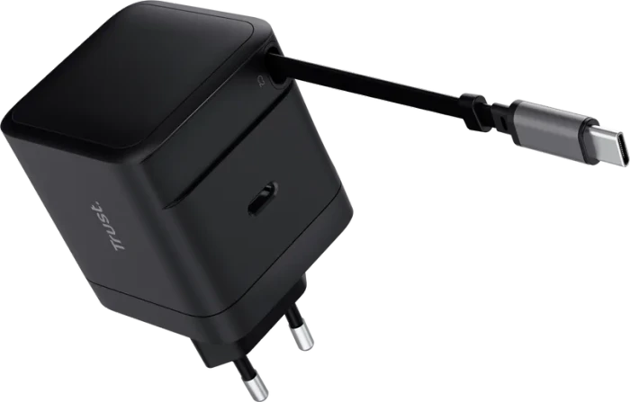 Trust Maxo USB-C-PD-Ladegerät und einziehbarem Ladekabel 65W schwarz ab ...