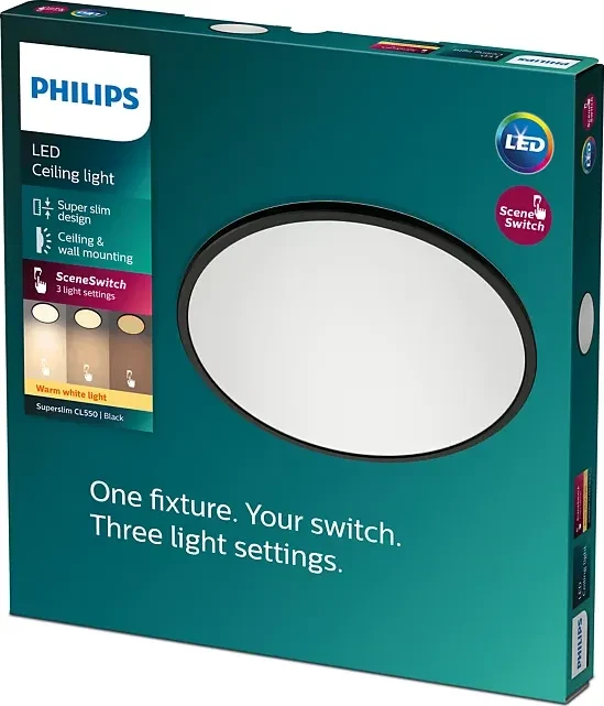 Philips Super Slim LED-Panel rund 15W schwarz ab € 20,69 (2026 ...